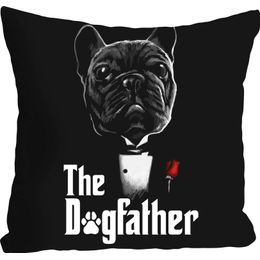 Dekokissen queence, B:40cm L:40cm, schwarz, Polyester, Dekokissen_Sitzkissen_Kissenh&uuml;llen, "THE DOGFATHER", mit einem Mops im Anzug