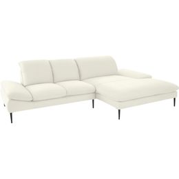 Ecksofa W.Schillig, B:310cm H:87cm T:185cm, wei&szlig;, Chenille-Flachgewebe R66 (85% Polyester, 15% Nylon);Longlife Xtra-Leder Z59: Glattleder mit