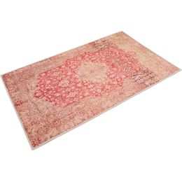 Badematte Wecon Home, H:6mm, rot, Polyester, Badematten, "Polaroid", Vintage Orient Stil, Badezimmerteppich, waschbar