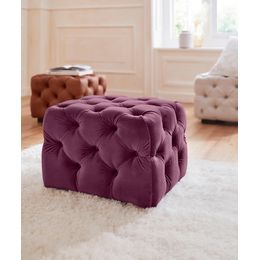 Polsterhocker Home Affaire, B:65cm H:42cm T:55cm, lila, Struktur (100% Polyester);Samtoptik (100% Polyester);NaturlEDER (100% Leder), Hocker,