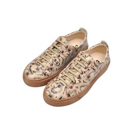 DOGO Damen Sneaker "Sneaky Schn&uuml;rsneaker Life Is Better With A Cat Damen Sneaker", Gr. 36, beige, Lederimitat, Schuhe, Handgefertigt