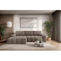 Ecksofa OTTO HOME, B:270cm H:84cm T:166,5cm, braun, 100% Polyester, Wohnzimmer, Sofas, "AZITA klein optionale Schlafsofa mit Bettkasten, B/T/H: