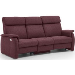 3-Sitzer Home Affaire, B:218cm H:107cm T:104cm, rot, Sofas, "Turin mit Steckdose und USB-Port auch in Easy care-Bezug", 2 x vollmotorische