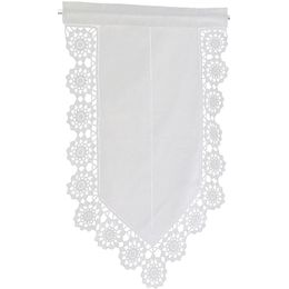 Scheibengardine, B:45cm H:75cm, wei&szlig;, HOSSNER - ART OF HOME DECO, Wirkware, Baumwolle, Wohnzimmer, Gardinen, "Dufour", handgeh&auml;kelte Spitze, wei&szlig;,