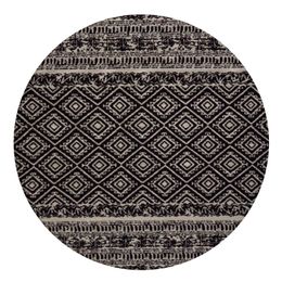 Teppich Kayoom, B:120cm H:8mm L:120cm, schwarz, Polyester, Wohnzimmer, Teppiche, "Sunny 110", Besonders pflegeleicht. Im Innen- und Au&szlig;enbereich