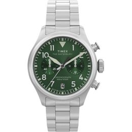 Timex Herren Chronograph "WATERBURY ACE"edelstahlfarben, Armbanduhren, Quarzuhr, Armbanduhr, Herrenuhr, Edelstahlarmband, Stoppfunktion,Datum