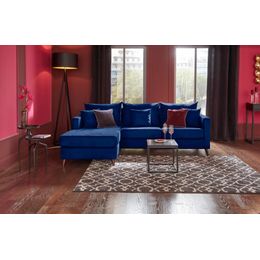 Ecksofa Home Affaire, B:234cm H:90cm T:160cm, blau, Samtvelours 100% Polyester;Luxus-Microfaser ALTARA NUBUCK (100% Polyester), Wohnzimmer, Sofas,