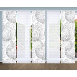 Schiebegardine HOME IN GREEN, B:60cm H:245cm, grau, Polyester, Wohnzimmer, Gardinen, "SPIRO", SET DIGITALDRUCK,BAMBUSOPTIK RECYCELT