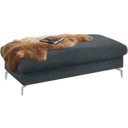 Polsterhocker W.Schillig, B:141cm H:42cm T:70cm, blau, Chenille-Flachgewebe R66 (85% Polyester, 15% Nylon), Hocker, "piedroo, Designsofa mit tollem