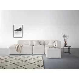 Ecksofa Home Affaire, B:303cm H:76,5cm T:93cm, beige, 93% Polyester, 6% Acryl, 1% Baumwolle, Wohnzimmer, Sofas, "Sundstrup L-Form", Modulserie,