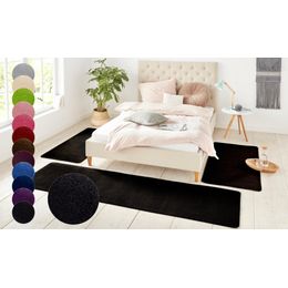 Bettumrandung Hanse Home, H:8mm, schwarz, Obermaterial: 100% Polypropylen, Schlafzimmer, Bettumrandungen, "Shashi", Kurzflor, Unifarben, Teppich,