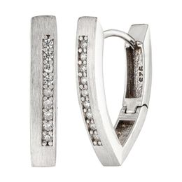 Jobo Damen Paar Creolen, Silber 925 (Sterlingsilber), silber, Silber 925 (Sterlingsilber), Ohrringe, 925 Silber matt mit 18 Zirkonia