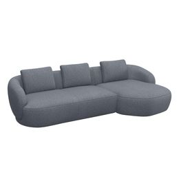 Wohnlandschaft FLEXLUX, B:276cm H:85cm T:146cm, blau, Sofas, "Torino, rund, L-Form, Sofa-Ecke mit Recamiere, Longchair-Sofa", Modernes, organisches