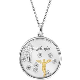Engelsrufer Damen Kette mit Anhänger "Glaslinse Engel", Glas Silber 925 (Sterlingsilber), L: 50 B: 1,42mm, gold, Glas, Silber 925 (Sterlingsilber),