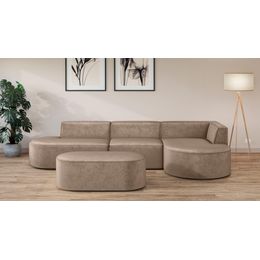 Ecksofa OTTO HOME, B:343cm H:72cm T:159cm, grau, 100% Polyester, Wohnzimmer, Sofas, "EIVIND Designer Sofa mit Ottomane rechts/links, B/T/H: