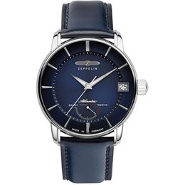 Zeppelin Herren Automatikuhr "Atlantic Automatic Power Reserve ETA A07", blau, Armbanduhren, Armbanduhr, Herren, Datum, Saphirglas, Lederarmband,