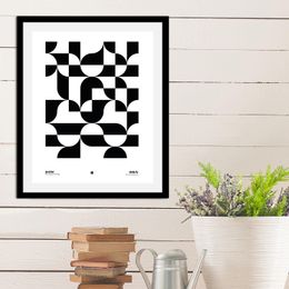 Bild queence, B:50cm H:70cm, schwarz, Acrylglas, Holz, Papier, Wohnzimmer, Bilder, "Checkers", gerahmt