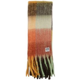 Chillouts Damen XXL-Schal "Gero Scarf", orange, kariert, mehrfarbig, Kunstfaser, Modet&uuml;cher, mit dicken Fransen