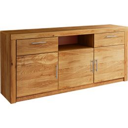 Sideboard, B:182cm H:82cm T:42cm, braun, VOGL MÖBELFABRIK, Holz teilmassiv, Melamin, Wohnzimmer, Sideboards, "Toronto"