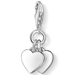 Thomas Sabo Damen Charm-Einhänger "Zwei Herzen", silber, Silber 925 (Sterlingsilber), Charms
