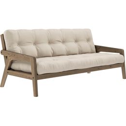 Schlafsofa Karup Design, B:204cm H:40cm T:90cm, beige, 80% Baumwolle + 20% polyester, Jugendzimmer, Sofas, Mit Holzstruktur, inkl. Futonmatratze,