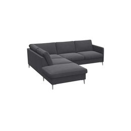 Ecksofa FLEXLUX, B:234cm H:85cm T:225cm, grau, 100% Polyester, Wohnzimmer, Sofas, "Fiore, L-Form", schmale Armlehnen, F&uuml;&szlig;e alufarben, B/T 234/225 cm,
