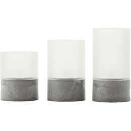 Brilliant Au&szlig;en-Tischleuchte "Bougie", grau (grau wei&szlig;matt), 1, &Oslash; 8cm H: 10cm, 3 Stk., Leuchten, LED-Kerzen 3er-Set, Timer, H&ouml;he 10/12,5/15 cm, &Oslash; 8 cm