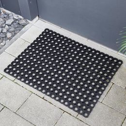 Fu&szlig;matte ANDIAMO, B:80cm H:15mm L:120cm, schwarz, Gummi, Au&szlig;enbereich, Teppiche, "Gummi Ringmatte", Schmutzfangmatte, In- und Outdoor geeignet,