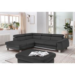 Ecksofa COTTA, B:249cm H:72cm, schwarz, Microfaser PRIMABELLE (100% Polyester);Kunstleder SOFTLUX;Feinstruktur (100% Polyester);Kunstleder