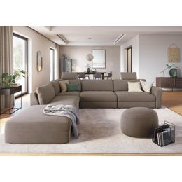Sit & More Ecksofa SIT & MORE, B:356cm H:80cm T:292cm, grau, Samtoptik (100% Polyester);Soft clean (98% Polyester, 2% Polyamid);Struktur fein (100% Polyester),