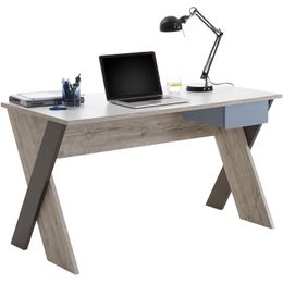 Schreibtisch FMD, B:135cm H:76,5cm T:67,5cm, braun, B&uuml;ro, Tische, "Nona 6"