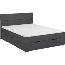 Bett Rauch, B:145cm H:90cm L:209cm, grau, Schlafzimmer, Betten, "Einzelbett Doppelbett Stauraum FLEXX Breiten 90/140/180 cm", Einzelbett Doppelbett