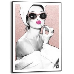 Poster Reinders, B:50cm H:70cm T:1,6cm, rosa, Bilder, "Lipstick Beauty", Schlafzimmer - Frau - Sonnebrille - Rosa - MDF - Fashion - 50x70 cm