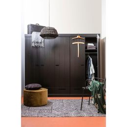 Garderobenschrank Woood, B:94cm H:195cm T:53cm, schwarz, Holzwerkstoff, Flur, Schr&auml;nke, "Connect", mit Kleiderstange, Breite 94 cm x H&ouml;he 195 cm