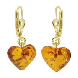 OSTSEE-SCHMUCK Damen Paar Ohrh&auml;nger "- Herz 11 mm - Gold 333/000 - Bernstein", Gelbgold 333, gold, Gelbgold 333, Ohrringe