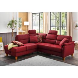 Ecksofa Home Affaire, B:236cm H:89cm T:212cm, rot, 100% Polyester;Struktur (100% Polyester);Luxus-Microfaser in Lederoptik (100% Polyester),