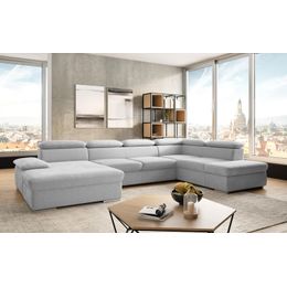 Sit & More Wohnlandschaft SIT & MORE, B:349cm H:73cm T:226cm, grau, 100% Polyester, Sofas, "Valantine U-Form, B: 349 cm", mit Arm- & Kopfteilverstellung,