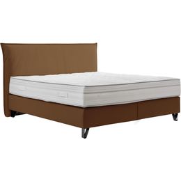 Boxspringbett Alina, B:200cm L:212cm, braun, Lederoptik TTN (84% Polyester, 16% Leder), Jugendzimmer, Komplettbetten, "Manrid in der Breite