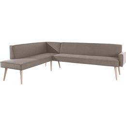 Eckbank, B:198cm H:84cm T:260cm, grau, exxpo - SOFA FASHION, 100% Polyester, Esszimmer, Sitzb&auml;nke, "Lungo, moderne Kedernaht, bequem und elegant,