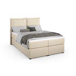 Boxspringbett Home Affaire, B:147cm L:215cm, beige, Komplettbetten, "Lysann", 5fach verstellbares Kopfteil, in 4 Breiten, 3 Matratzenarten