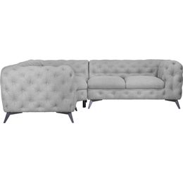 Chesterfield-Sofa Home Affaire, B:264cm H:75cm T:204cm, grau, Struktur (100% Polyester);Samtoptik (100% Polyester), Sofas, "Ecksofa GLYNIS L-Form mit