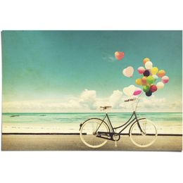 Poster Reinders, B:91,5cm H:61cm, blau, Papier, Bilder, "Luftballon Fahrrad"