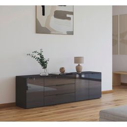Kombikommode Rauch, B:200cm H:60cm T:42cm, grau, Holzwerkstoff, Schlafzimmer, Sideboards, "Kommode T&uuml;rkommode Sideboard Kombikommode FLIPP mit