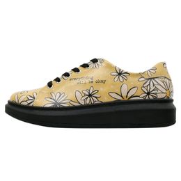 DOGO Damen Plateausneaker "Myra Low-Top Sneaker Mexican Damen Sneaker", Gr. 36, gelb, Lederimitat, Schuhe, Handgefertigt