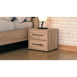 Nachtkommode Inosign, B:48cm H:44cm T:40cm, braun, Spanplatte, Sideboards, "Ascalon Nachttisch, Nachtschrank, 48x40x44cm, 2 Schubladen", in wei&szlig; oder
