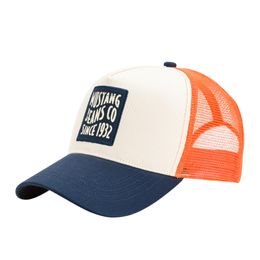 Mustang Herren Trucker Cap, blau, mehrfarbig, Materialmix, Caps, Netzeinsatz, Größe individuell verstellbar