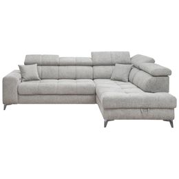 Ecksofa, B:282cm H:86cm T:198cm, grau, ED EXCITING DESIGN, 92% Polyester, 8% Nylon, Wohnzimmer, Sofas, "Sydney L-Form", motorischer