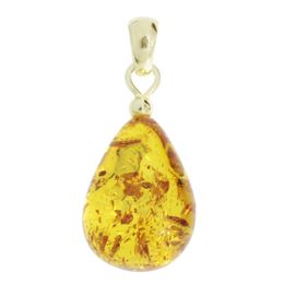 OSTSEE-SCHMUCK Damen Kettenanh&auml;nger "OSTSEE-SCHMUCK Anh&auml;nger Tropfen ca. 20 mm lang - Gold 333/000", 30 x 12mm, Bernstein, 2,2 g, gelb, Bernstein,
