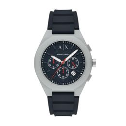 Armani Exchange Herren Chronograph "SYNC", blau, Armbanduhren, Quarzuhr, Armbanduhr, Herrenuhr, Silikonarmband, analog, Tag