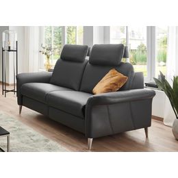 2,5-Sitzer DIE PLANBAR, B:182cm H:112cm, grau, Sofas, "PN-EM23187 mit Kopfst&uuml;tzen", Mit Kopfst&uuml;tzen und Federkernpolsterung, Bezug aus Leder